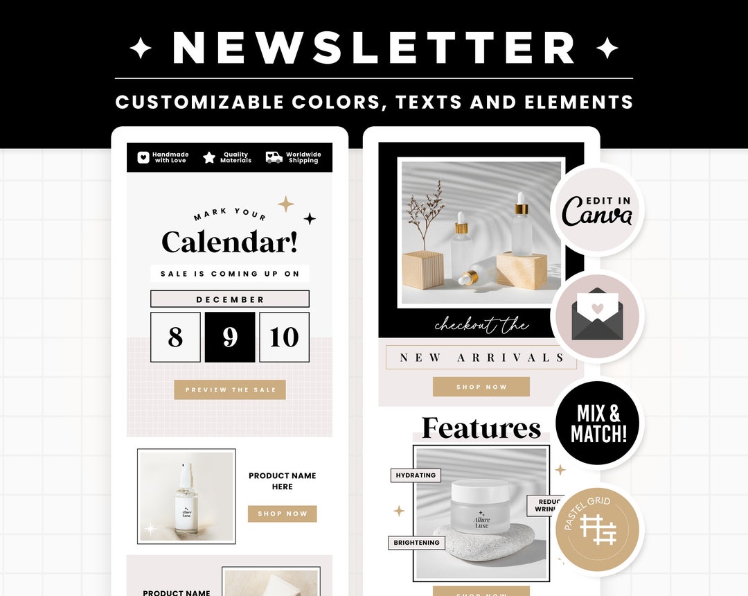 Email Templates Newsletter Design Editable in Canva, Email Banners and ...