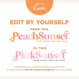 Editable Logo in Peach Pink Orange Bright Colors Aesthetic Logo Design ...