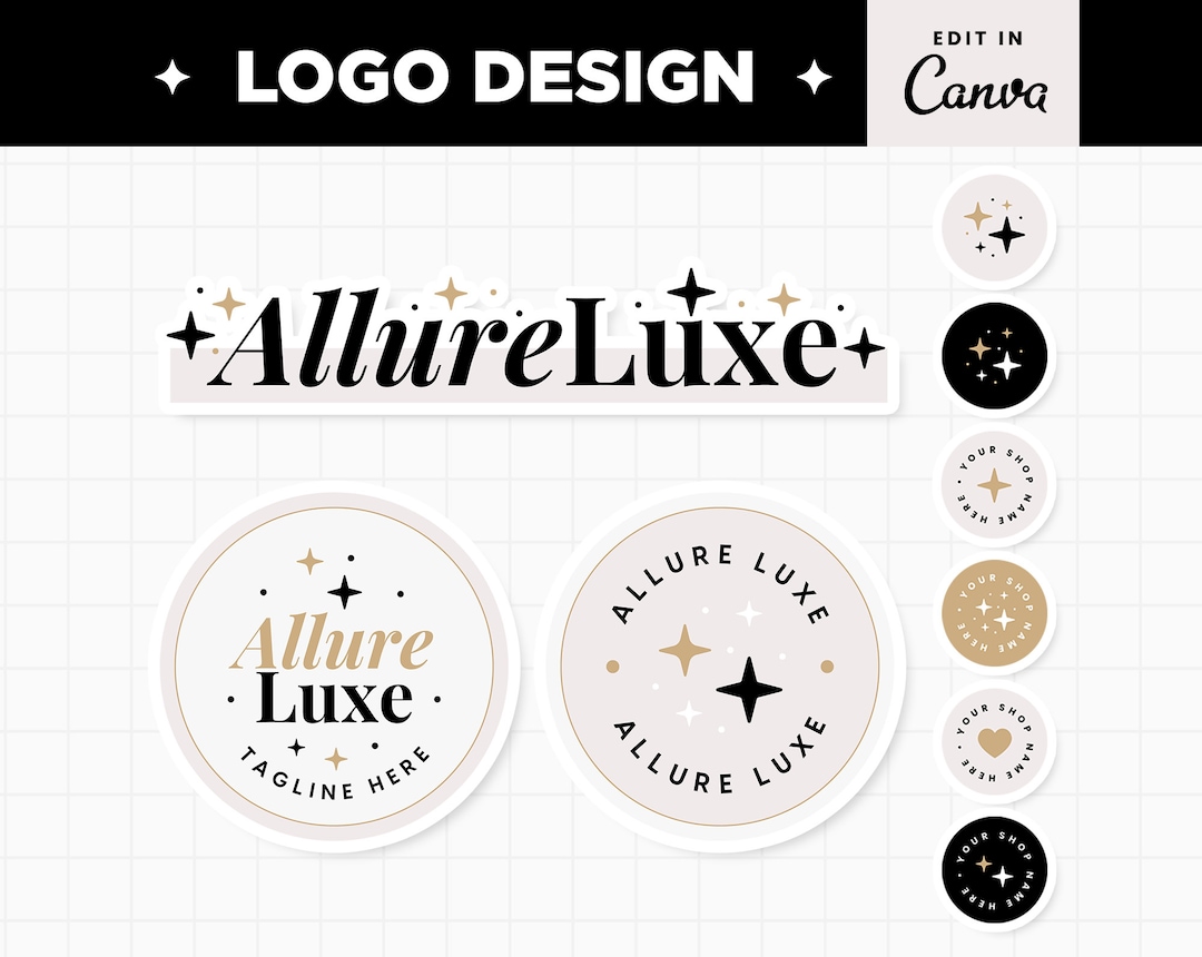 Editable Logo in Black Blush Pink Elegant Sparkling Logo Design ...