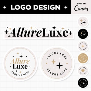 Editable Logo in Black Blush Pink Elegant Sparkling Logo Design ...