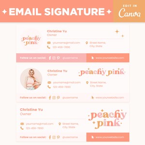 Email Signature Template Editable in Canva, Pink Peach Orange ...