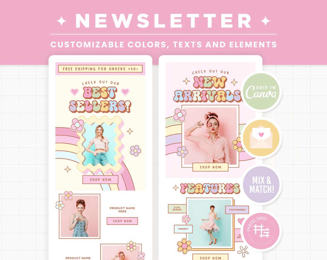 Email Templates Newsletter Design Editable in Canva Email Banners and ...