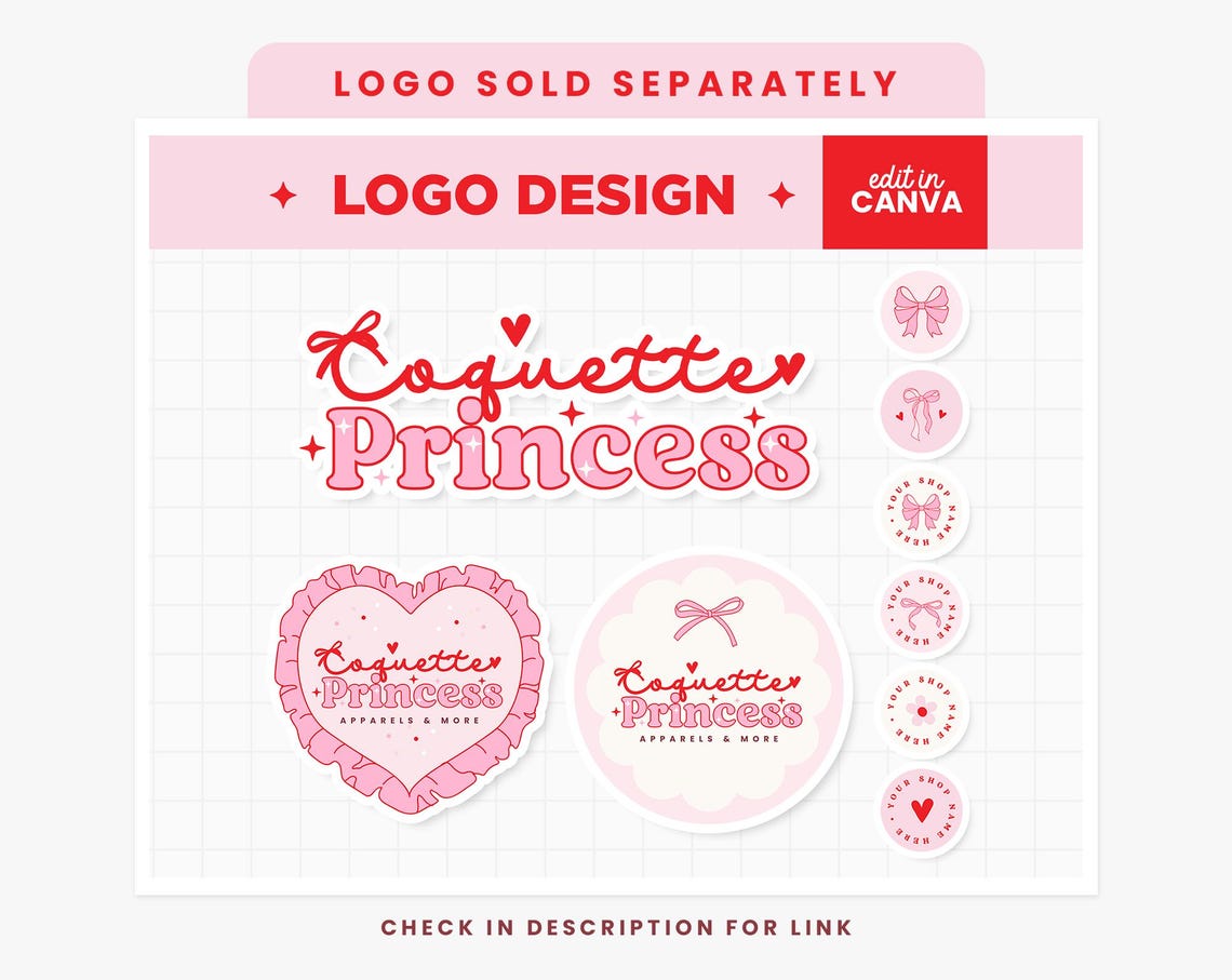 Email Signature Template Editable in Canva, Coquette Aesthetic Bows Red ...