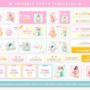 Shop Banners Bright Rainbow Colors Editable via Canva, Shopify Banners ...