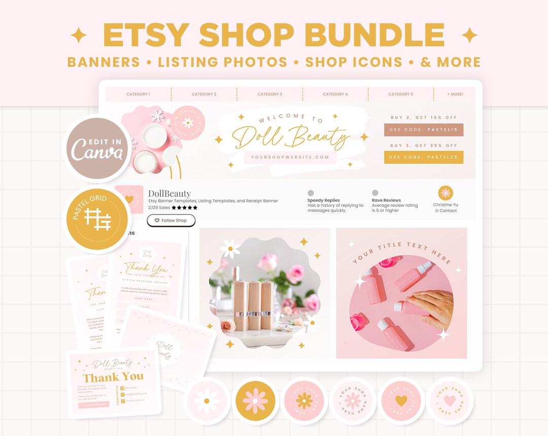 Etsy Shop Bundle - Banner Templates, Listing Photos, and Receipt Banner ...