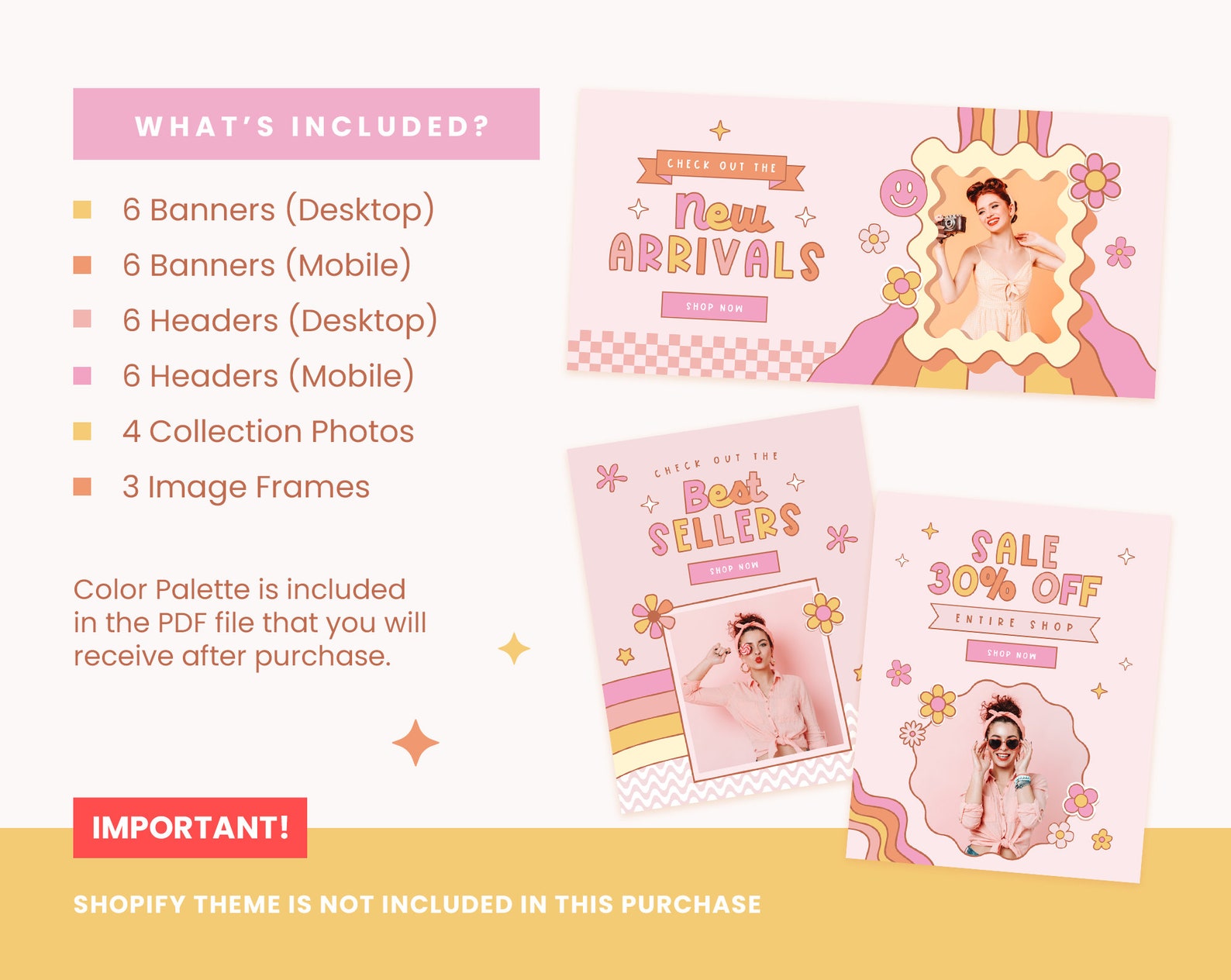 Shop Banners Pastel Pink Orange Rainbow Colors Editable via Canva ...