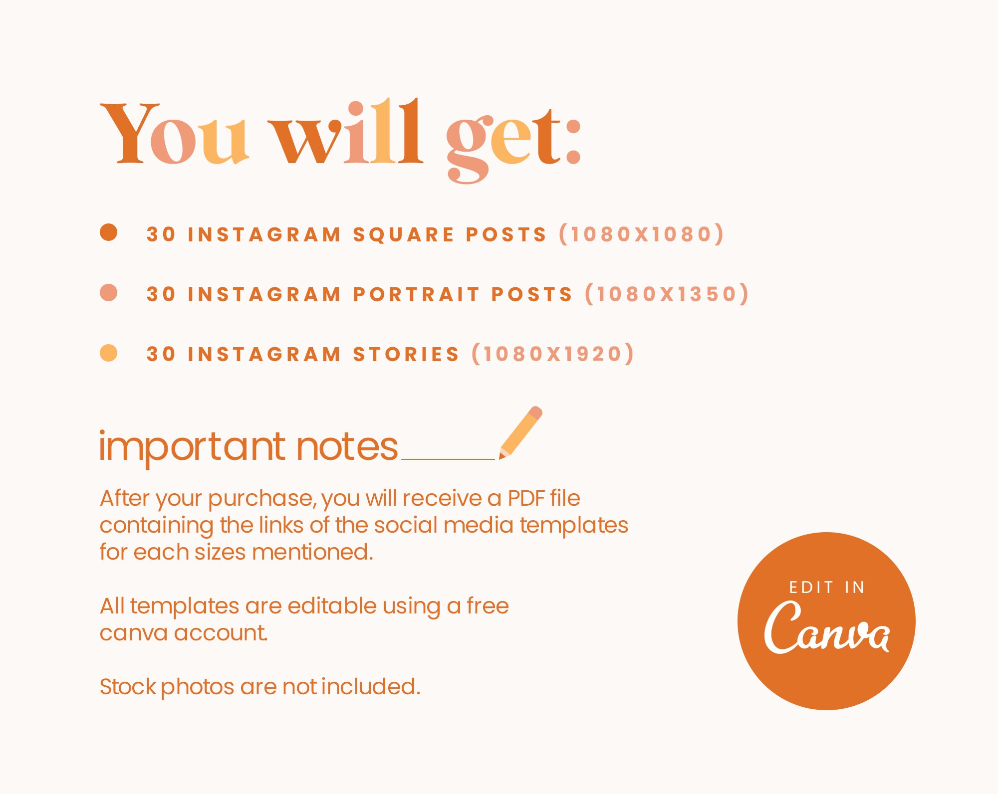 Instagram Posts Template Bundle in Square Portrait and - Etsy