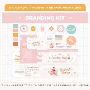 Business Card Template Editable in Canva, Groovy Boho Pastel ...