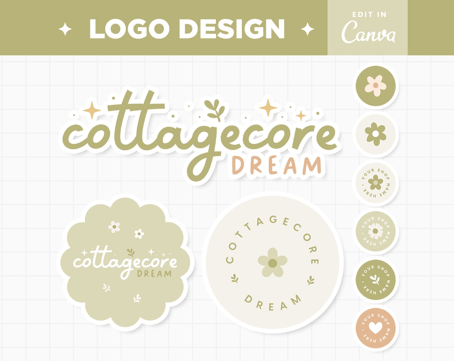 Editable Logo in Cottagecore Aesthetic Logo Design Customizable Colors ...