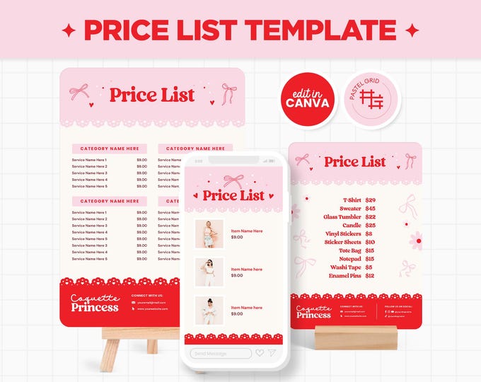 Price List Template Boho Beige Brown Design Editable Canva Beauty Salon ...