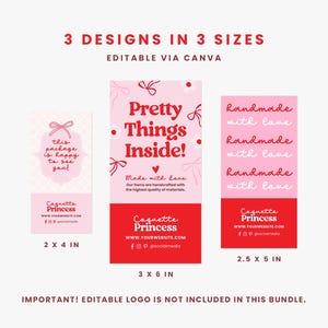 Editable Box Label Canva Template in Coquette Aesthetic, Pink and Red ...