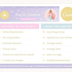 Etsy Shop Banner Templates, Pastel Rainbow Etsy Bundle Branding Kit ...