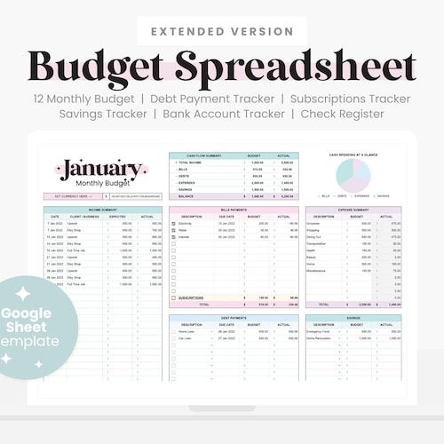 Purple Budget Spreadsheet Extended Digital Budget Planner - Etsy