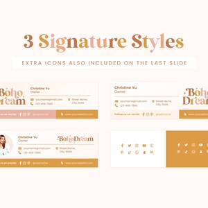 Email Signature Template Editable in Canva, Boho Beige Brown Gold ...