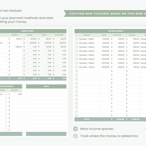 Budget Spreadsheet in Sage Green Colors, Digital Budget Planner, Annual ...