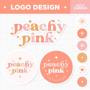 Editable Logo in Peach Pink Orange Colors Aesthetic Logo Design ...