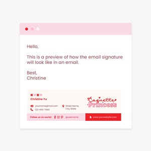 Email Signature Template Editable in Canva, Coquette Aesthetic Bows Red ...