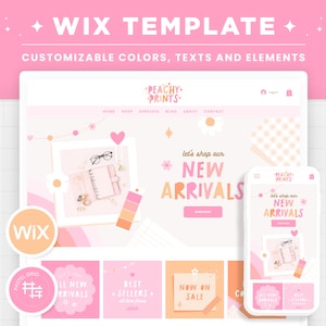 Wix Template in Peach Pink Orange Colors - Cute Wix Website Theme ...