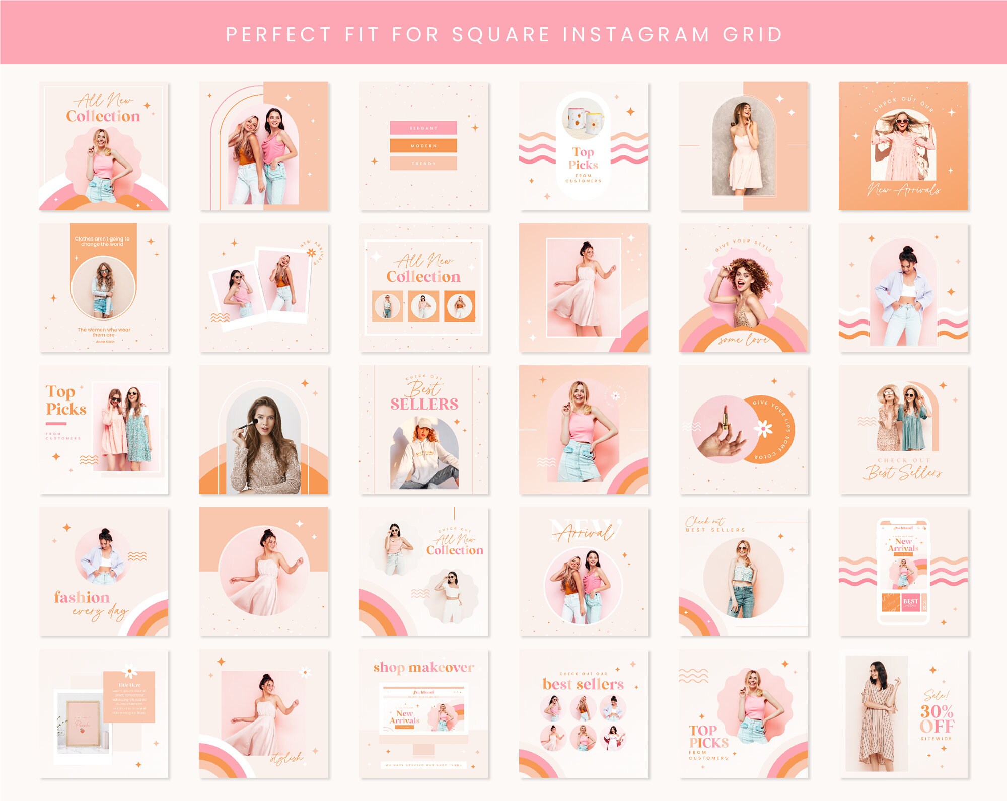 Instagram Posts Template Bundle in Square Portrait and - Etsy