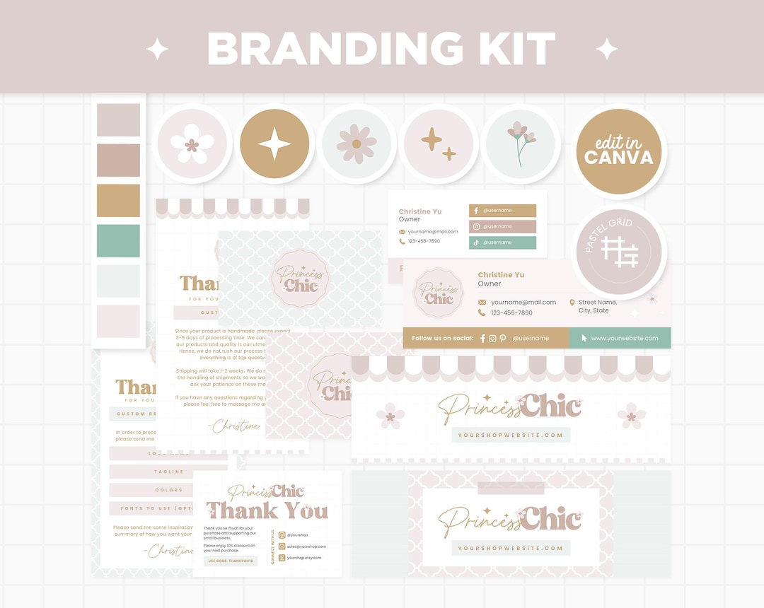 Branding Kit Canva Templates Editable and Customizable Business Cards ...