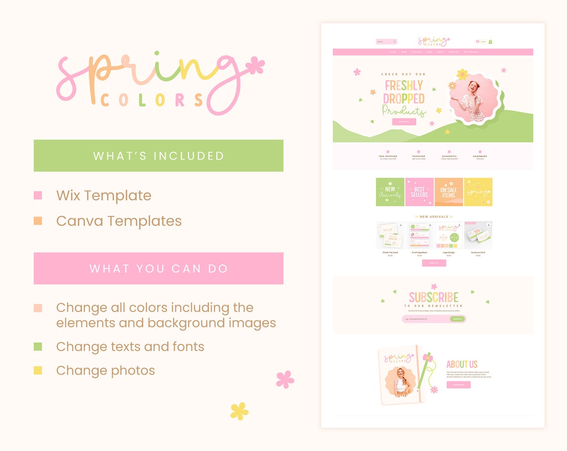 Wix Template in Spring Colors - Bright Colorful Flowers Wix Website ...