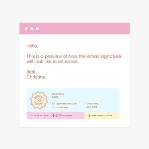 Email Signature Template Editable in Canva, Rainbow Pastel Pink Orange ...