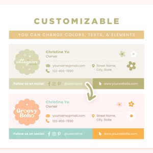 Email Signature Template Editable in Canva, Cottagecore Green Sage ...