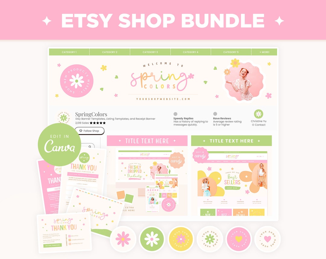 Etsy Shop Banner Templates, Spring Colorful Pastel Etsy Branding Kit ...