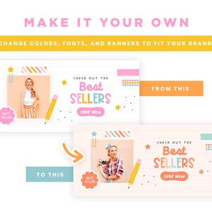 Shop Banners Bright Rainbow Colors Editable via Canva, Shopify Banners ...