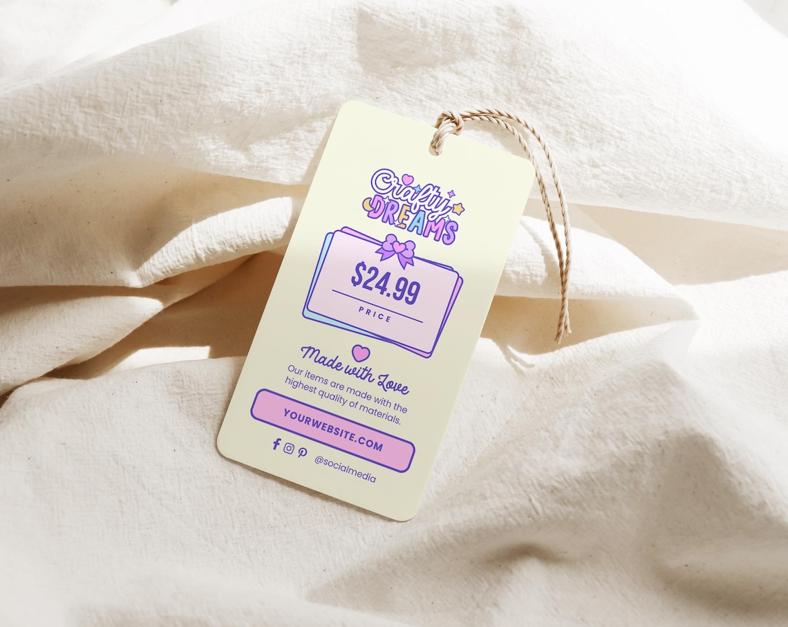 Editable Price Tag Canva Template in Rainbow Purple Blue Pink Purple ...
