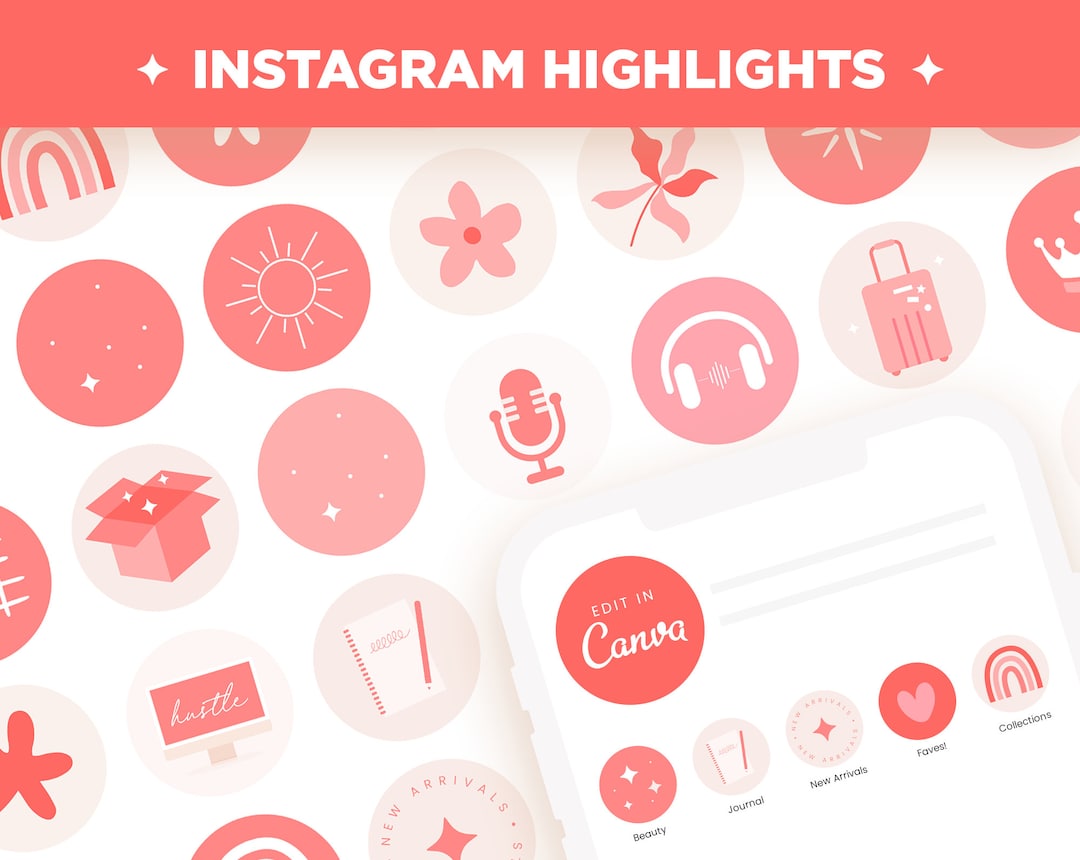 Instagram Highlight Covers Red Pink Cherry Colors - Canva Editable ...