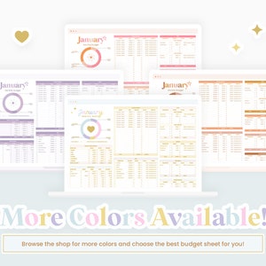 Budget Spreadsheet in Pastel Rainbow Colors, Digital Budget Planner ...