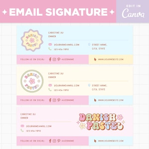 Email Signature Template Editable in Canva, Rainbow Pastel Pink Orange ...