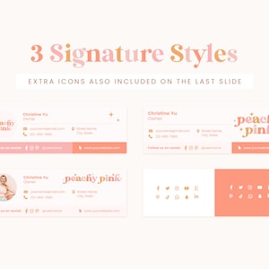 Email Signature Template Editable in Canva, Pink Peach Orange ...