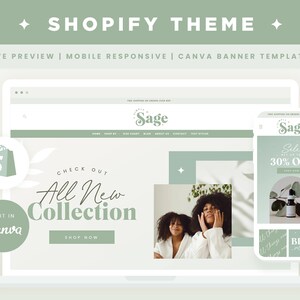 Shopify Theme Sage Green Customizable Shopify Template - Etsy