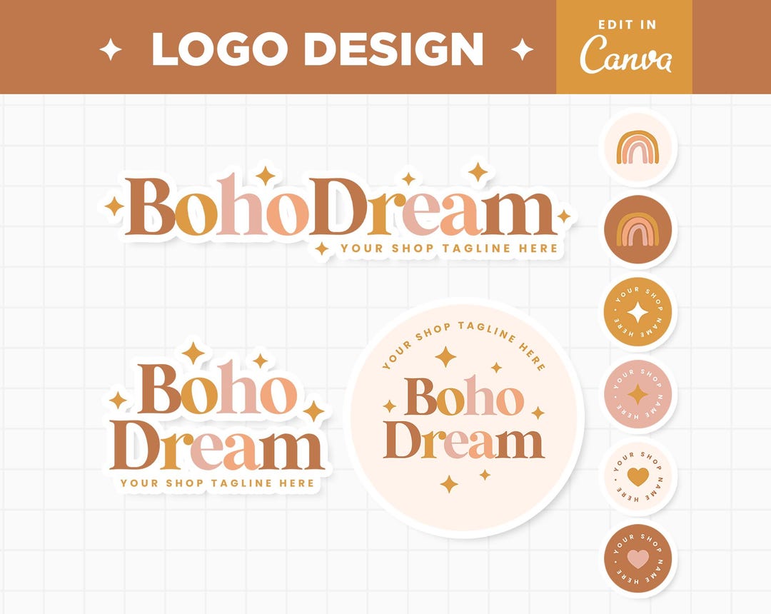 Editable Logo in Boho Beige Brown Gold Fall Autumn Logo Design ...