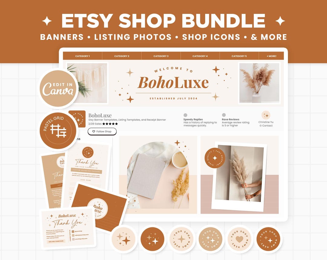 Etsy Shop Bundle - Banner Templates, Listing Photos, and Receipt Banner ...
