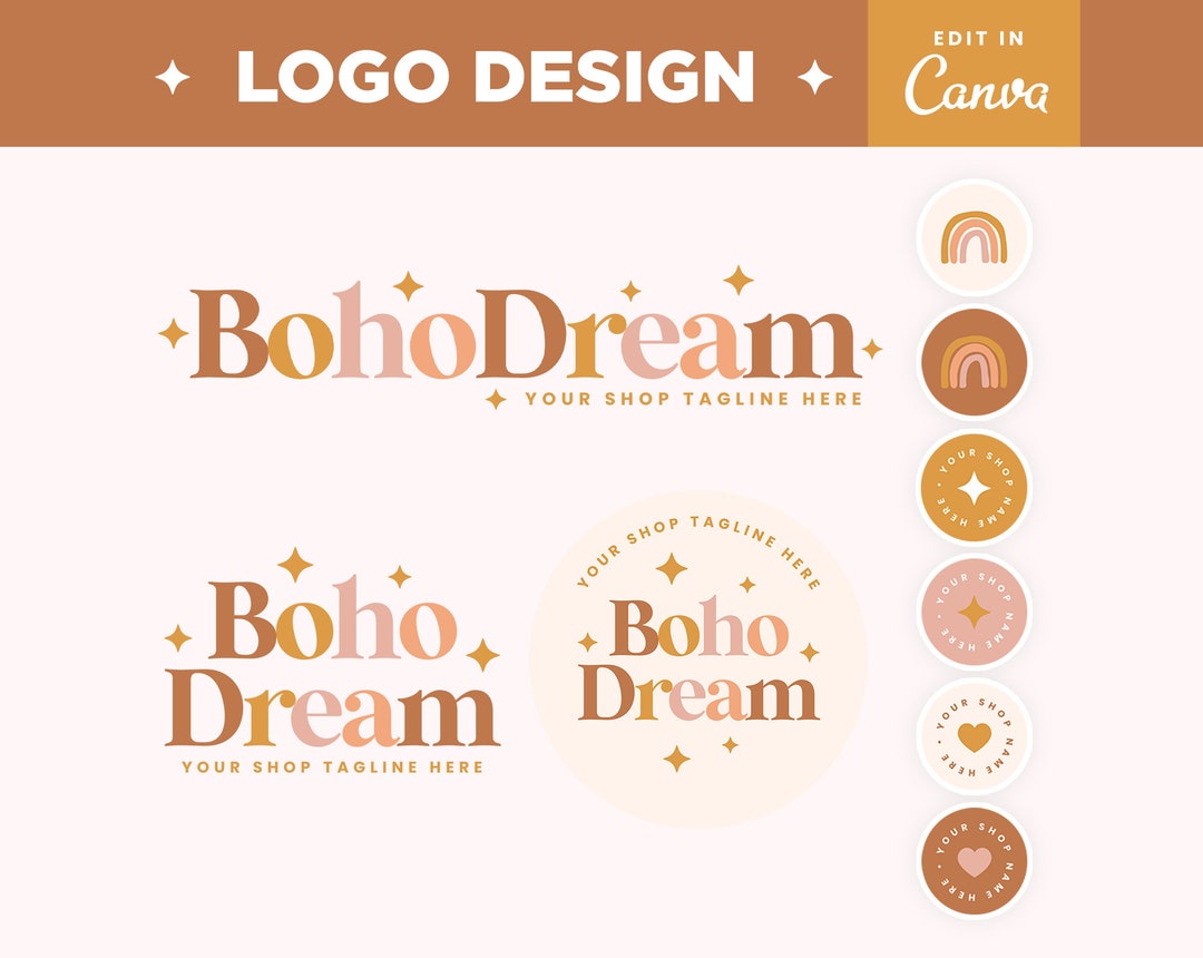 Editable Logo in Boho Beige Brown Gold Fall Autumn Logo Design ...
