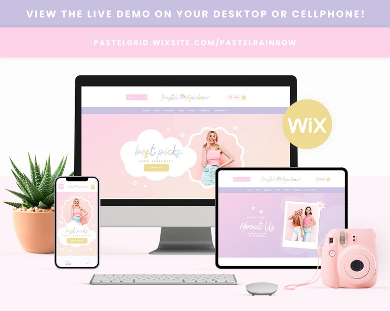 Wix Template in Pastel Rainbow - Colorful Rainbow Purple Blue Wix ...