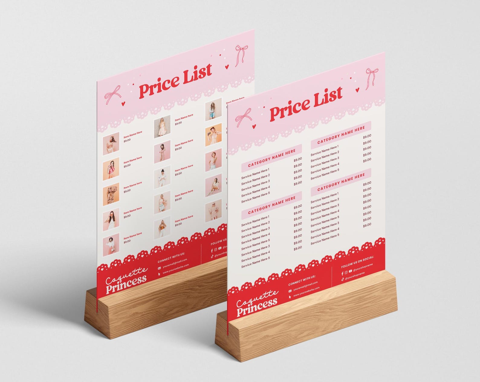Price List Canva Template in Coquette Aesthetic, Pink and Red ...