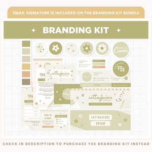 Email Signature Template Editable in Canva, Cottagecore Green Sage ...