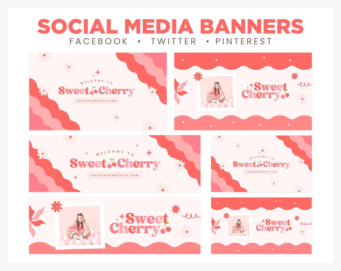 Branding Kit Red Pink Cherry Canva Templates Editable Business Cards ...