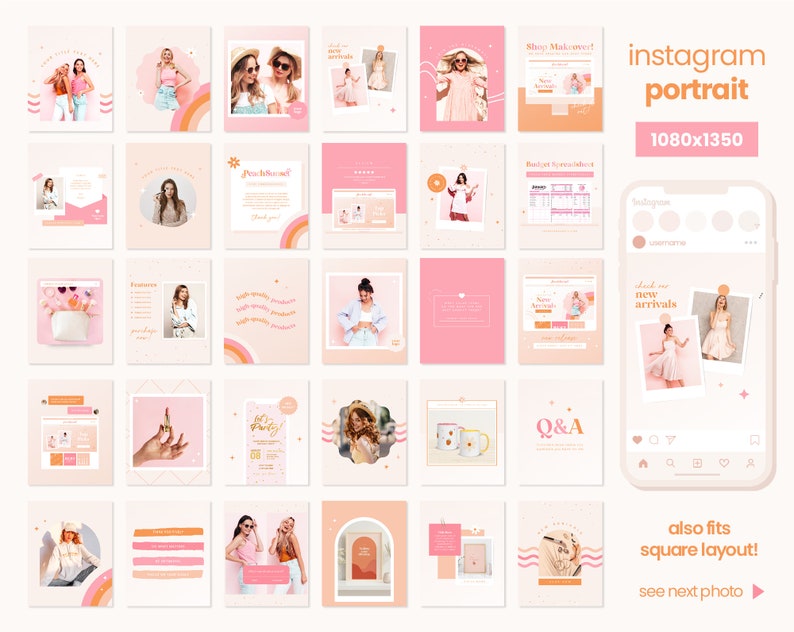 Instagram Posts Template Bundle in Square, Portrait, and Stories in ...