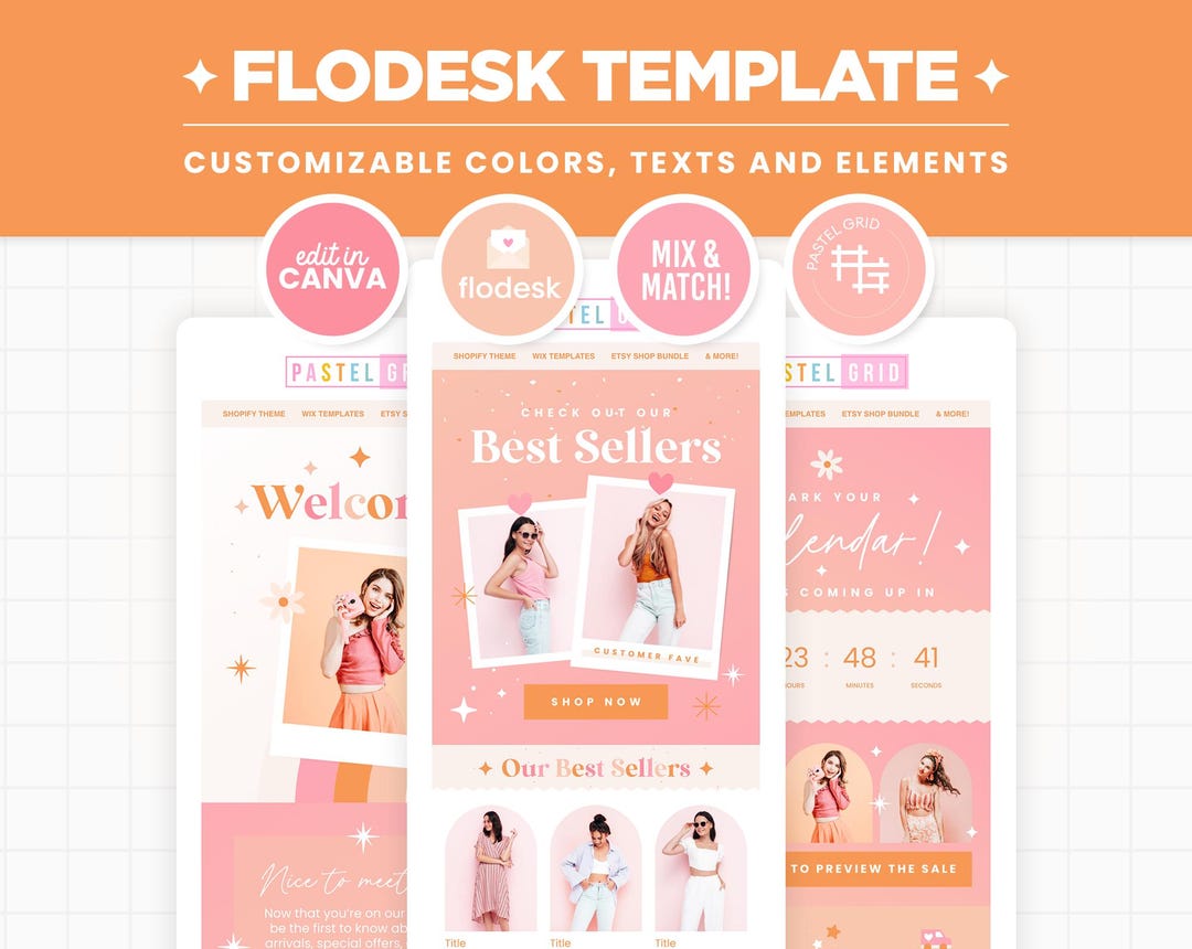 Flodesk Newsletter Templates Design Editable in Canva, Email Banners ...