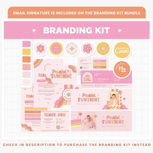 Email Signature Template Editable in Canva, Rainbow Pink Orange Bright ...