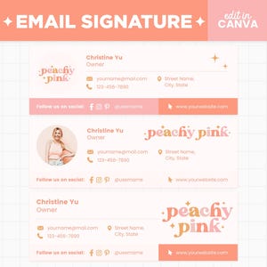 Email Signature Template Editable in Canva, Pink Peach Orange ...