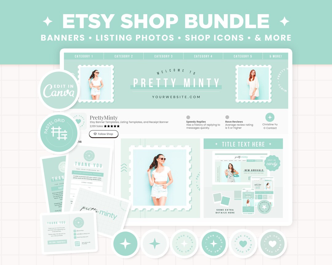 Etsy Shop Banner Templates, Mint Green Minimalist Etsy Branding Kit ...
