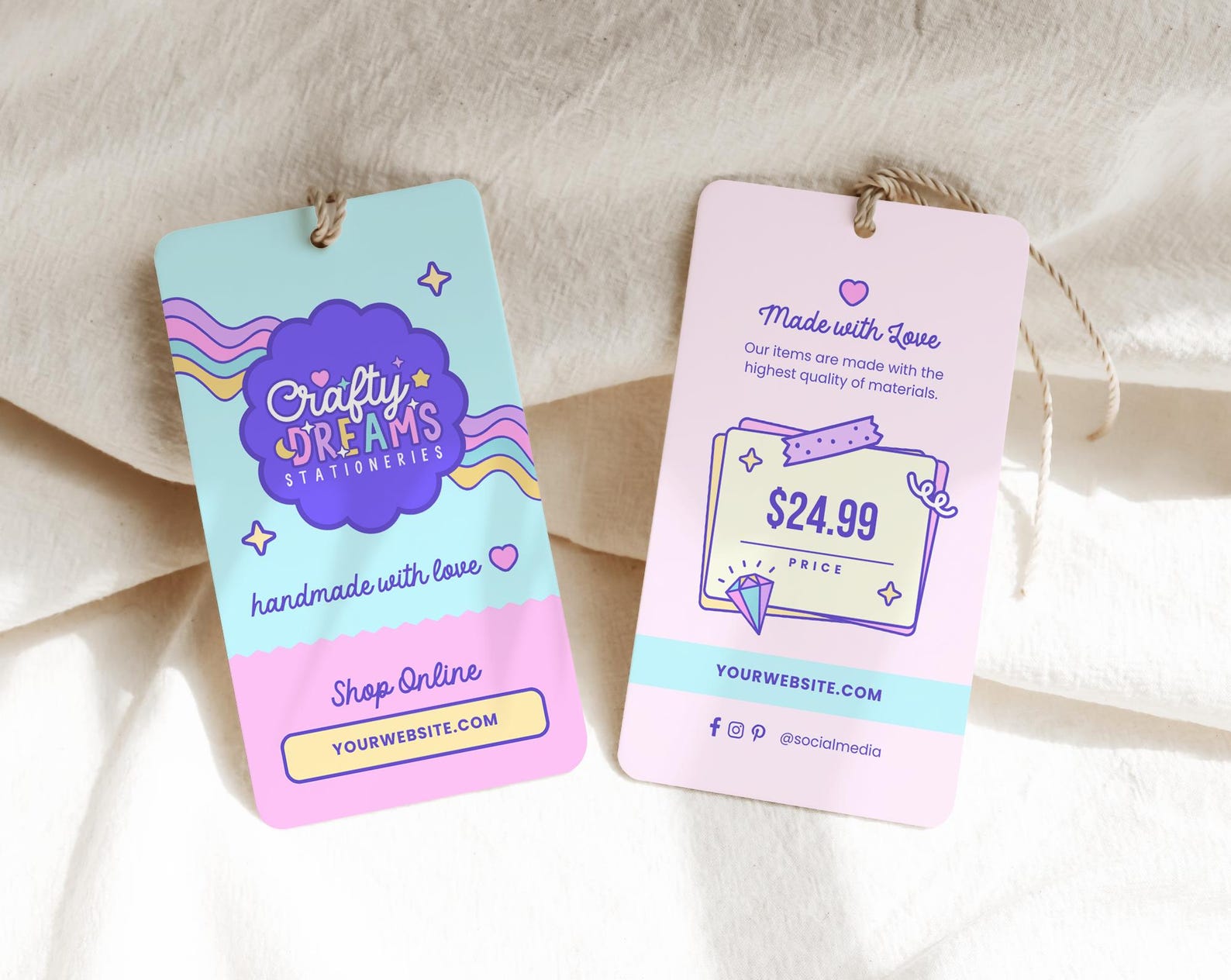 Editable Price Tag Canva Template in Rainbow Purple Blue Pink Purple ...