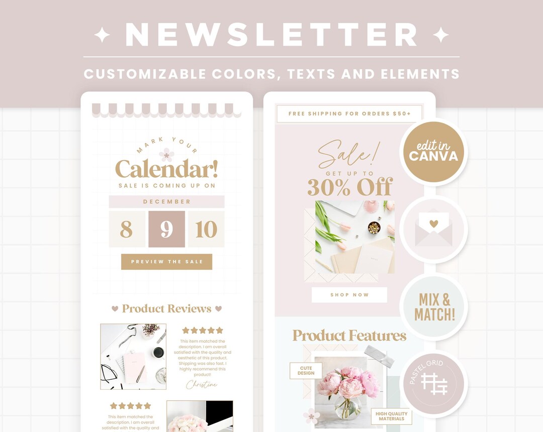 Email Templates Newsletter Design Editable Canva Email Banners and ...