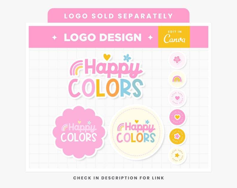 Email Signature Template Editable in Canva, Rainbow Pink Orange Bright ...